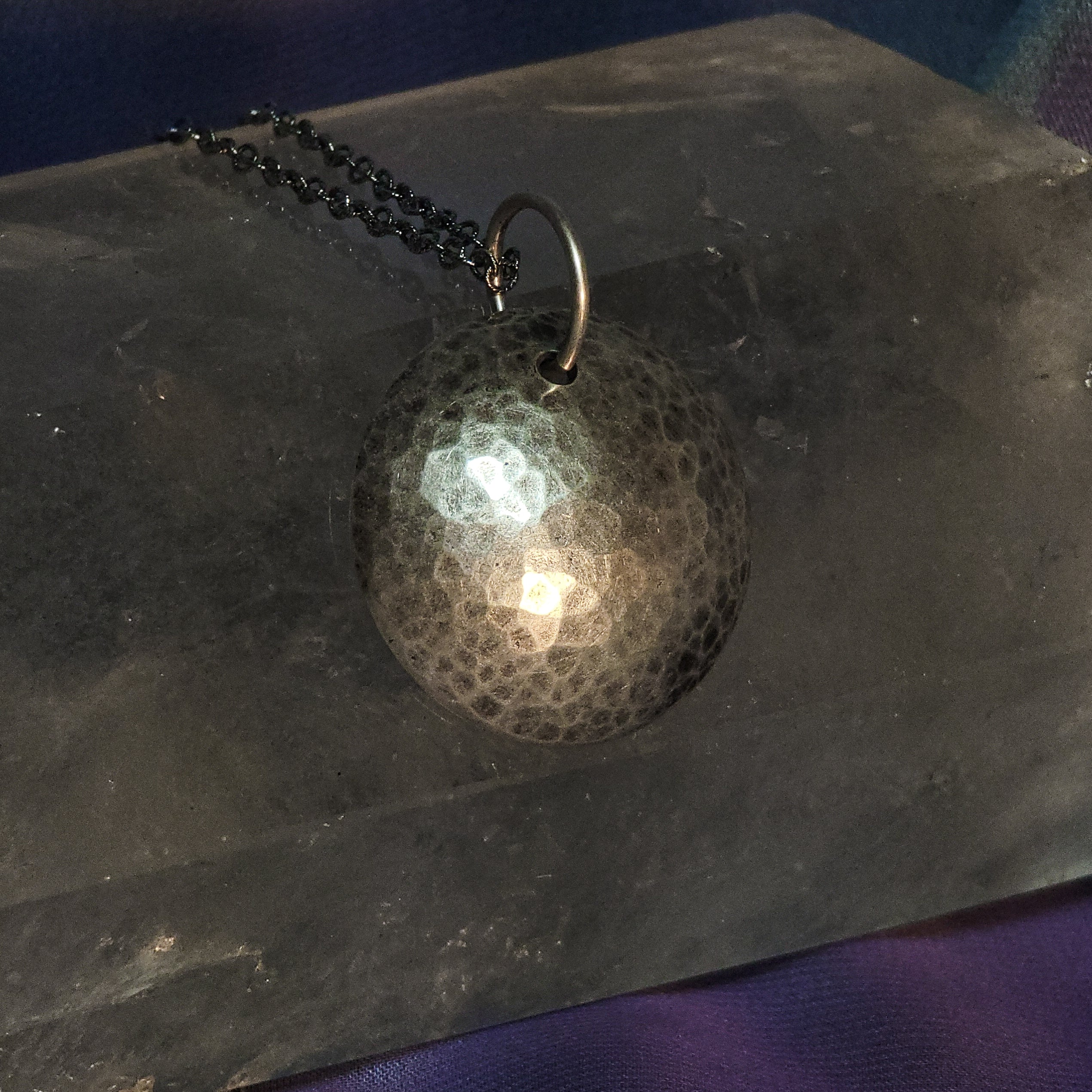 Simple Hammered Silver Dome Pendant